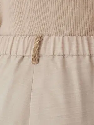 Fabiana Filippi Slim Fit Wool Blend Trousers With Monile Detail - Beige