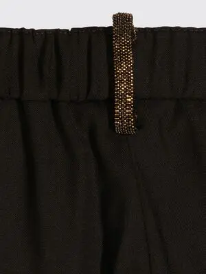 Fabiana Filippi Slim Fit Wool Blend Trousers With Monile Detail - Black