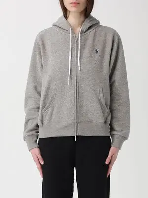 Polo Ralph Lauren Polo Ralph Lauren Cotton Blend Zip-Up Hoodie With Embroidered Logo Grey
