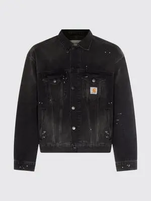 Carhartt Work In Progress Helston All-over Abstract Print Denim Jacket With Logo Patch - Black