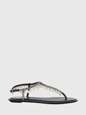 Rene Caovilla Diana Embellished Leather Thong Sandals - White