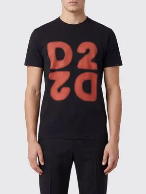 Dsquared2 Slim Fit Short-sleeved Cotton T-shirt With Printed Logo - Black