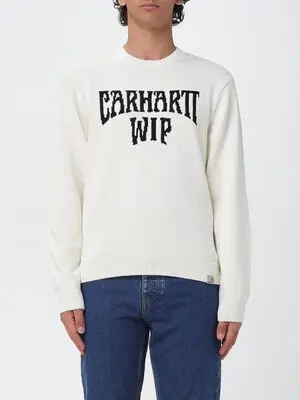 Carhartt Work In Progress All-over Jacquard Logo Cotton Crewneck Jumper - White