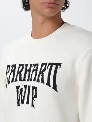 Carhartt Work In Progress All-over Jacquard Logo Cotton Crewneck Jumper - White
