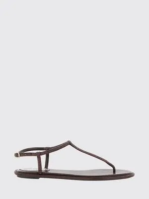 Rene Caovilla Diana Embellished Leather Thong Sandals - Brown