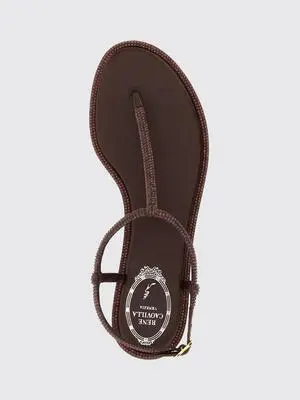 Rene Caovilla Diana Embellished Leather Thong Sandals - Brown