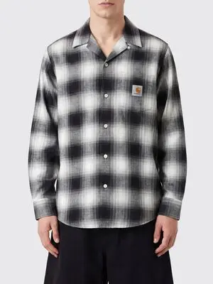 Carhartt Work In Progress Check Cotton Shirt With Cuban Collar - Black