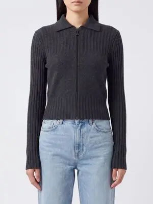 Victoria Beckham Ribbed Wool And Cashmere Zip Cardigan - Grey
