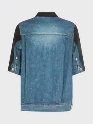 Sacai Bicolor Abstract Pattern Cotton Denim Cardigan