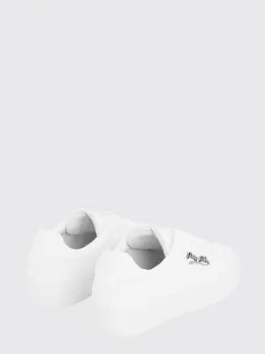 Philipp Plein Low Top Smooth Leather Sneakers With Applied Metal Logo - White