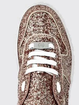 Philipp Plein Glitter Technical Fabric Low Top Sneakers With Embroidery