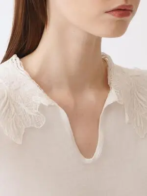 Fabiana Filippi Lace Collar Polo Shirt