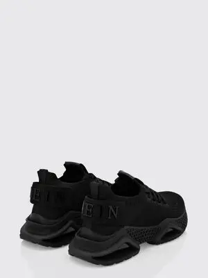 Philipp Plein Crochet Knit Low-top Sneakers With Elasticated Ankle And Logo - Black 2