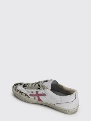 Premiata David Leather Trainers With Python-effect And Crackled Inserts