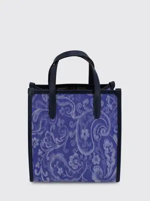 Etro Paisley Print Cotton Handbag With Leather Details