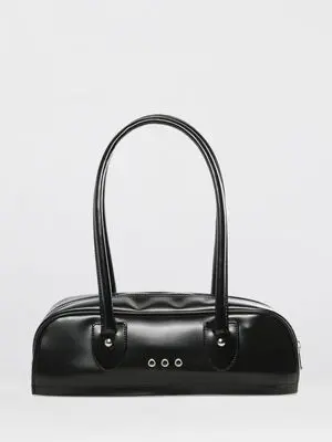 Comme Des Garçons Calfskin Leather Shoulder Bag With Metal Eyelets - Black