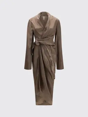 Rick Owens Midi Wrap Shirt Dress In Cupro