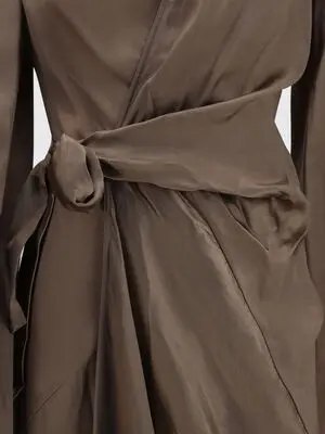 Rick Owens Midi Wrap Shirt Dress In Cupro