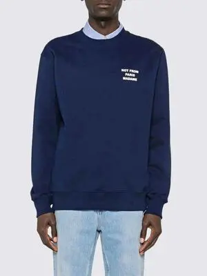 Drole De Monsieur Cotton Crewneck Sweatshirt With Slogan Print - Blue