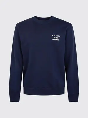 Drole De Monsieur Cotton Crewneck Sweatshirt With Slogan Print - Blue