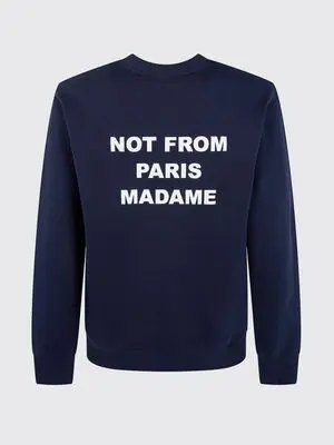 Drole De Monsieur Cotton Crewneck Sweatshirt With Slogan Print - Blue