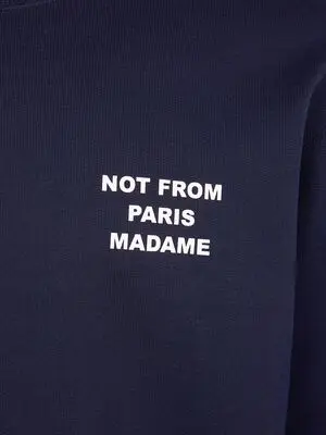 Drole De Monsieur Cotton Crewneck Sweatshirt With Slogan Print - Blue