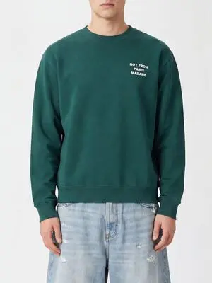 Drole De Monsieur Cotton Crewneck Sweatshirt With Slogan Print - Green
