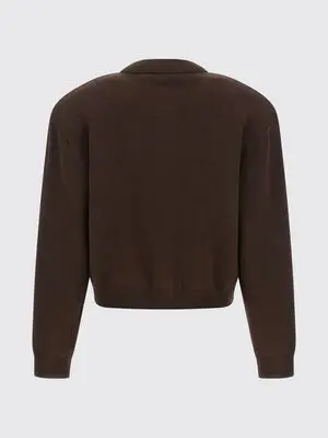 ROTATE BY BIRGER CHRISTENSEN Crewneck Cardigan With Logo Lettering In Cotton And Cashmere - Brown
