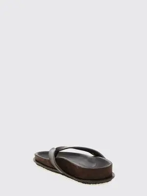 Jacquemus The Tatanes Calfskin Thong Sandals With Low Heel - Brown