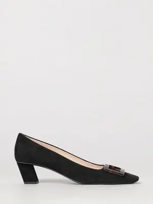 ROGER VIVIER Suede Pumps With Buckle And Low Heel - Black