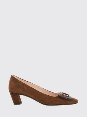 ROGER VIVIER Suede Pumps With Buckle And Low Heel - Brown