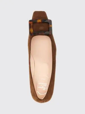 ROGER VIVIER Suede Pumps With Buckle And Low Heel - Brown