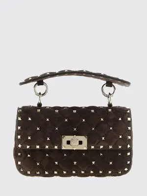 Valentino Garavani Rockstud Spike Handbag In Quilted Leather With Studs - Brown