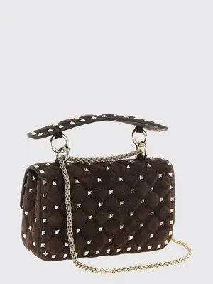 Valentino Garavani Rockstud Spike Handbag In Quilted Leather With Studs - Brown