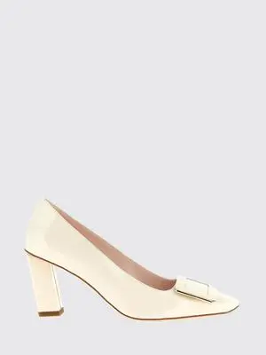 ROGER VIVIER Belle Vivier Patent Leather Pumps With Mid-heel - White