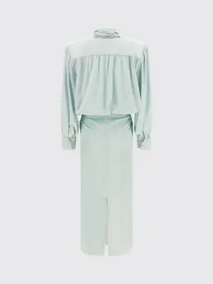 ROTATE BY BIRGER CHRISTENSEN Recycled Satin Midi Sheath Dress With Scarf Neck - Blue