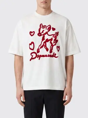 Dsquared2 Short-sleeved Cotton T-shirt With Contrast Graphic Print - Red