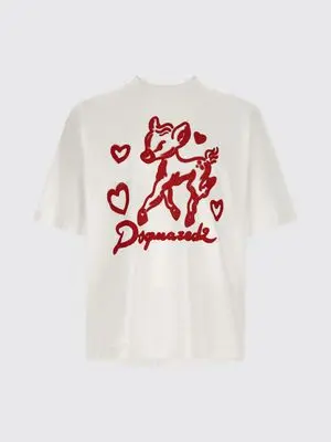 Dsquared2 Short-sleeved Cotton T-shirt With Contrast Graphic Print - Red