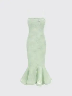 ROTATE BY BIRGER CHRISTENSEN Floral Pattern Midi Cocktail Dress With Square Neck