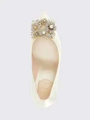ROGER VIVIER Efflorescence Bridal Satin Pumps With Jeweled Buckle