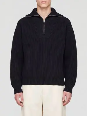 JIL SANDER High Neck Half-zip Jumper In Pure Wool - Black