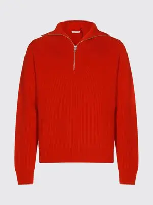 JIL SANDER High Neck Half-zip Jumper In Pure Wool - Red