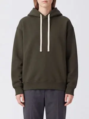 JIL SANDER Relaxed-fit Cotton Hoodie With Drawstring Hood And Contrast Logo - Green