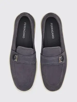 FERRAGAMO Gancini Suede Loafers - Beige