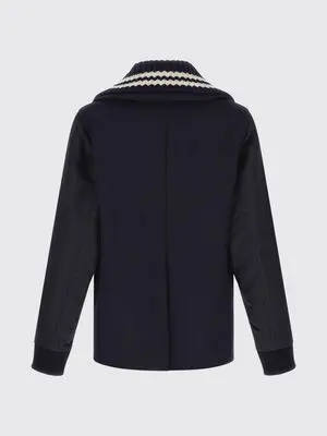 Dsquared2 Double-breasted Wool Blend Peacoat With Ribbed Lapel Collar - Blue