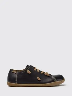Camper Leather Slip-on Trainers With Embroidered Detail - Black