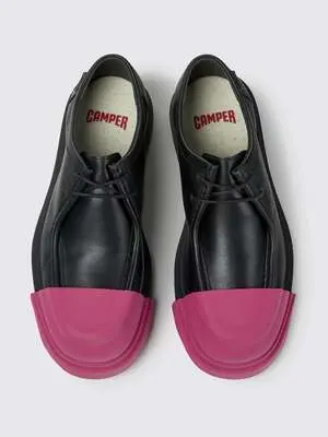 Camper Bicolour Calfskin Leather Lace-up Shoes With Rubber Toe Reinforcement - Black