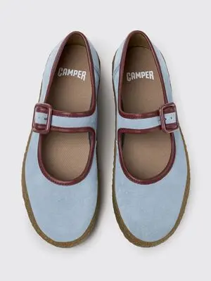 Camper Peu Terreno Suede Mary Jane Shoes With Adjustable Strap - Blue