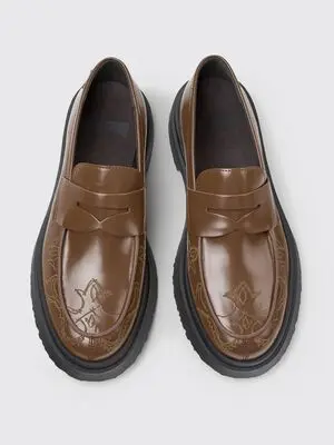 Camper Graphic Print Smooth Leather Loafers With Strap