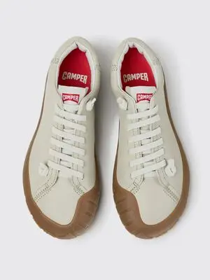 Camper Peu Path+ Smooth Leather Slip-on Sneakers With Elastic Laces - Beige